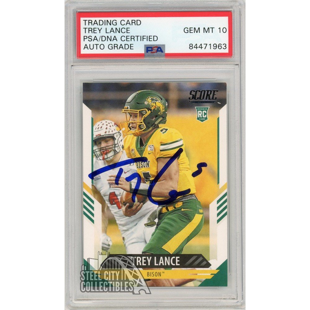 Trey Lance 2021 Panini Score Autographed Rookie Card #303 - PSA/DNA 10 ...