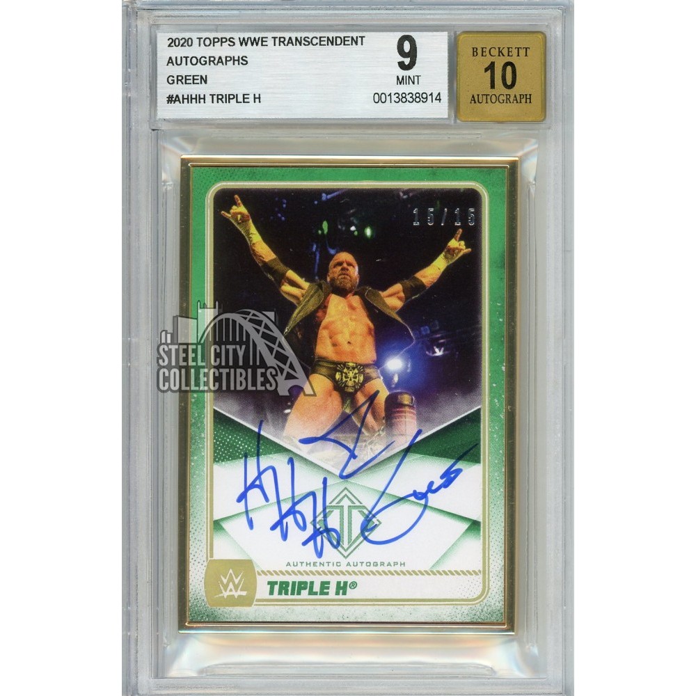 Triple H 2020 Topps Transcendent WWE Green Autograph Card 15/15 BGS 9 ...