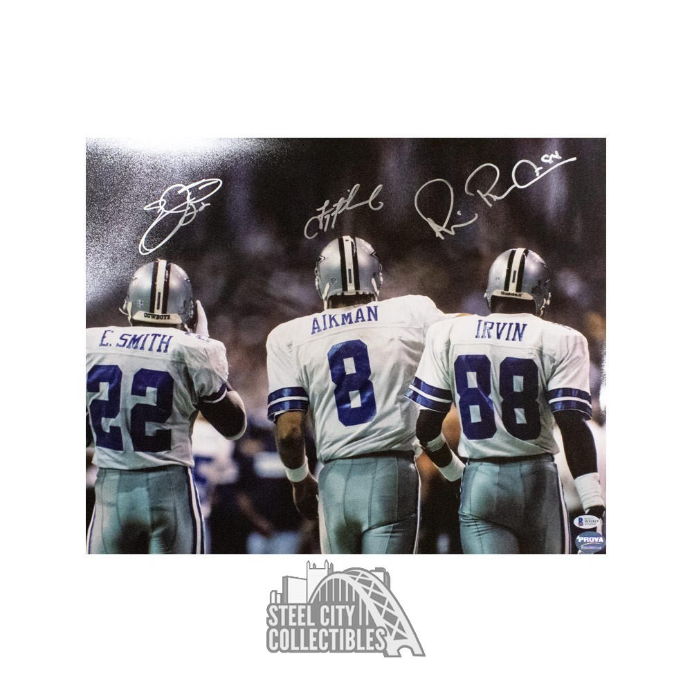 Emmitt Smith Troy Aikman Michael Irvin Autographed Dallas Cowboys 16x20 Photo - BAS COA | Steel ...