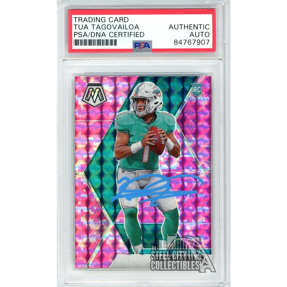 Tua Tagovailoa 2020 Panini Mosaic Camo Pink Autograph RC Card #203 PSA ...