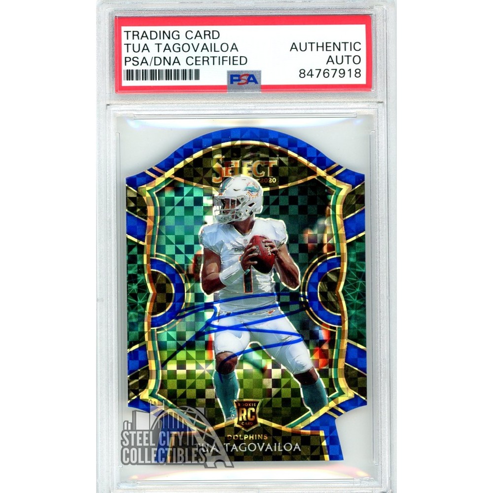 Tua Tagovailoa 2020 Panini Select Blue Checker Die Cut Autograph Rookie ...