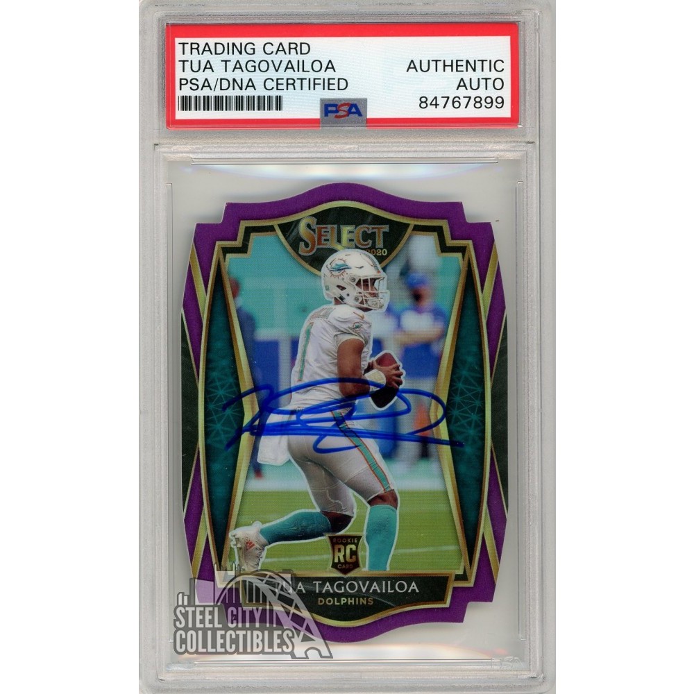 Tua Tagovailoa 2020 Panini Select Purple Premier Level Die Cut ...