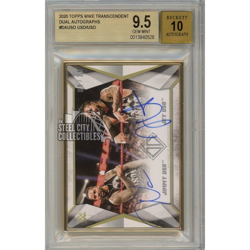 Jimmy Uso/Jey Uso 2020 Topps Transcendent WWE Autograph Card 09/25 BGS ...