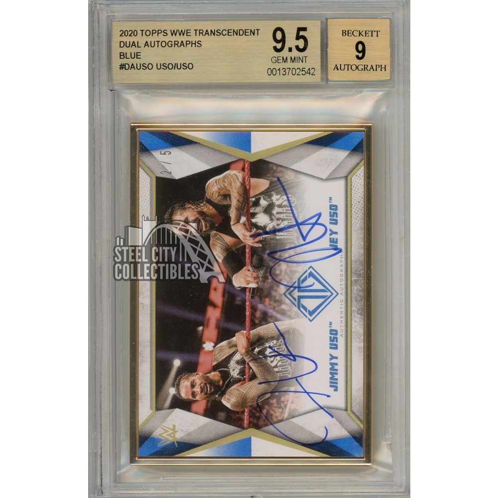 Jimmy Uso/Jey Uso 2020 Topps Transcendent WWE Blue Autograph Card 2/5 ...