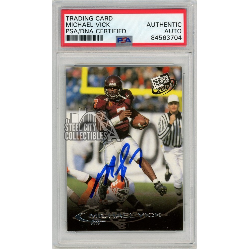 Michael Vick 2001 Press Pass Autograph Rookie Card #3 PSA/DNA | Steel ...