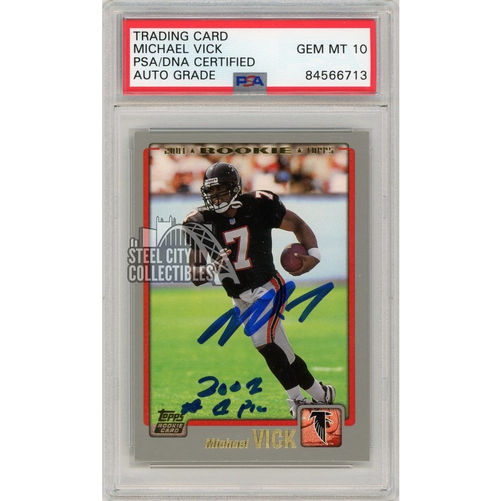 Michael Vick 2001 Topps Autograph Rookie Card "2001 #1 Pick" #311 PSA ...