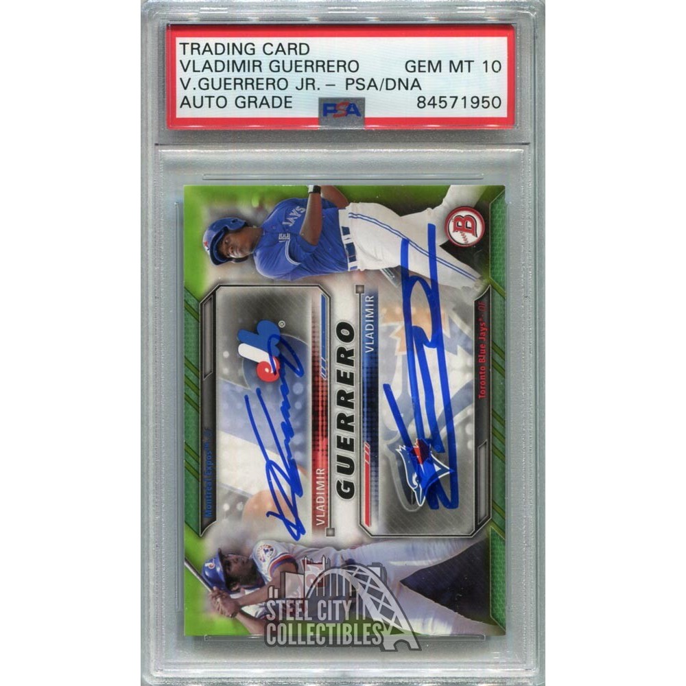 Vladimir Guerrero Jr & Sr 2016 Bowman Family Tree Dual Auto GREEN /99 ...
