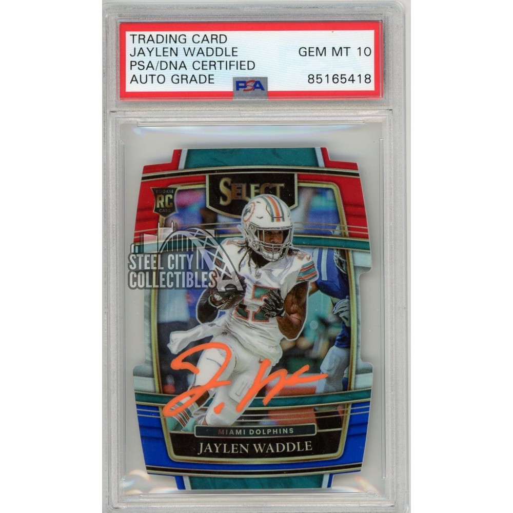 Jaylen Waddle 2021 Panini Select Red Blue Die Cut Autograph Rookie Card ...