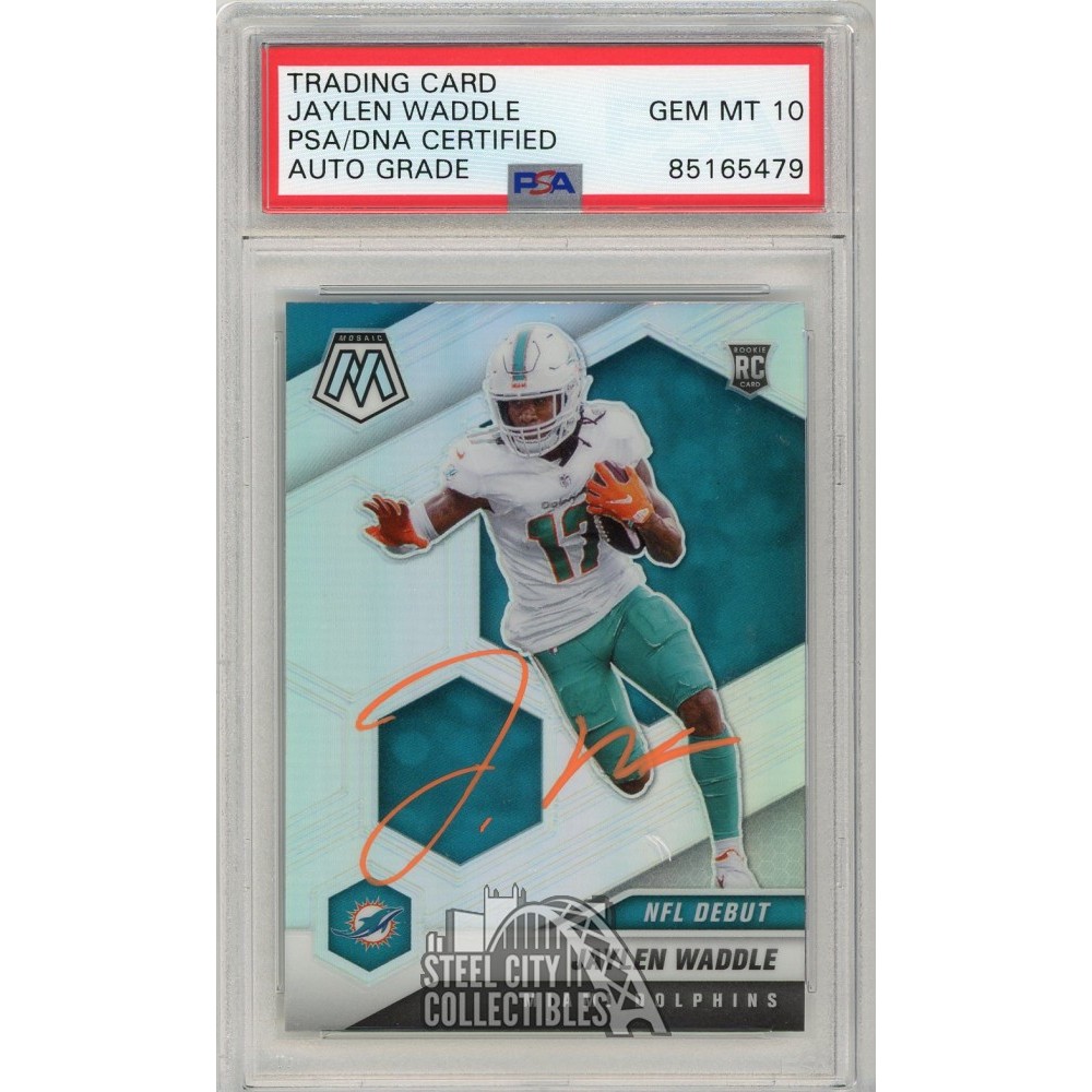 Jaylen Waddle 2021 Panini Mosaic Silver Autograph Rookie Card #248 PSA ...