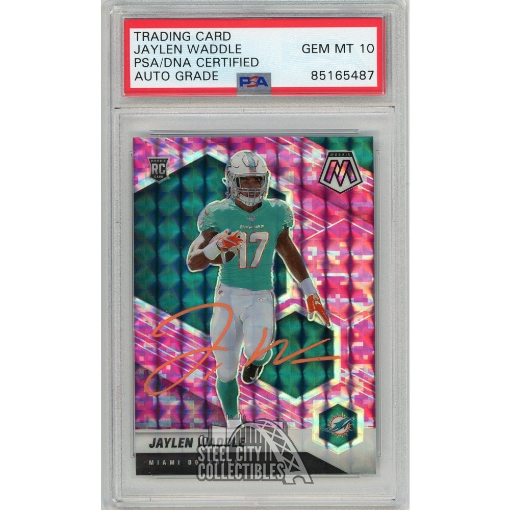 Jaylen Waddle 2021 Panini Mosaic Pink Autograph Rookie Card #308 PSA ...