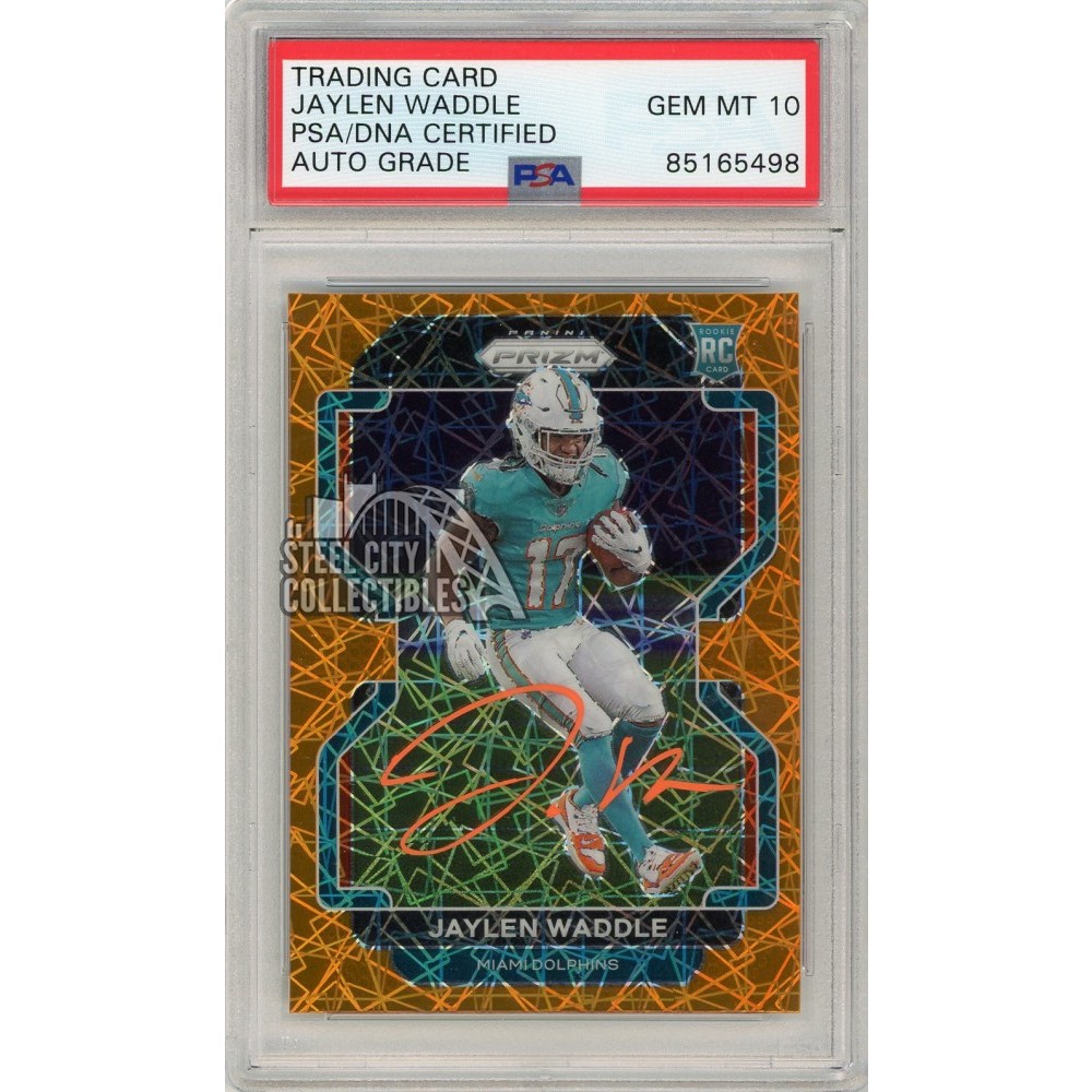 Jaylen Waddle 2021 Panini Prizm Lazer Autograph Rookie Card #338 PSA ...