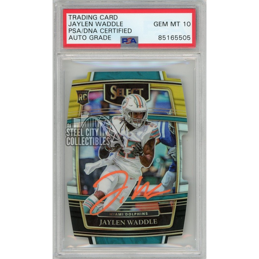 Jaylen Waddle 2021 Panini Select Black Gold Die Cut Autograph Rookie