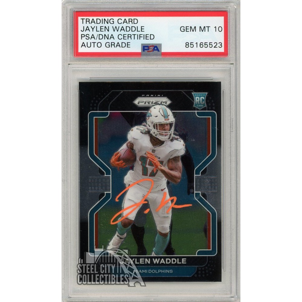 Jaylen Waddle 2021 Panini Prizm Black Autograph Rookie Card #PB-10 PSA ...