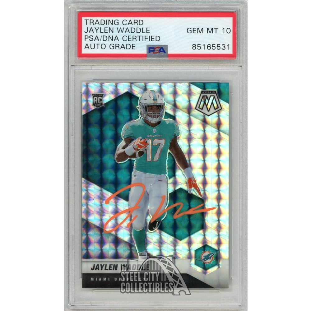 Jaylen Waddle 2021 Panini Mosaic Mosaic Autograph Rookie Card #308 PSA ...