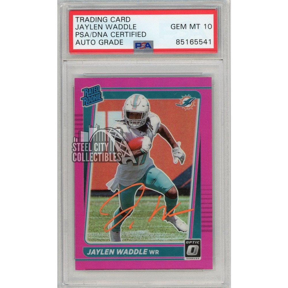 Jaylen Waddle 2021 Panini Optic Pink Autograph Rookie Card #208 PSA ...