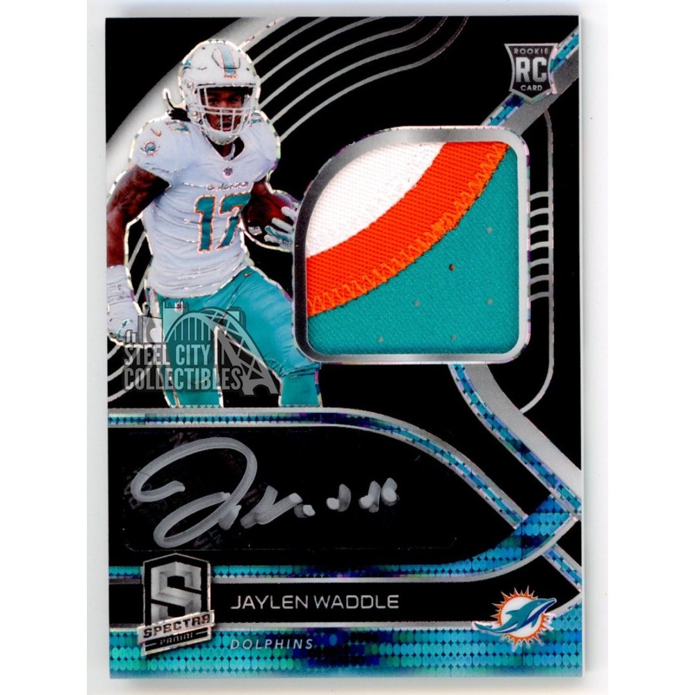 Jaylen Waddle 2021 Panini Spectra Neon Black Light Autograph Rookie ...