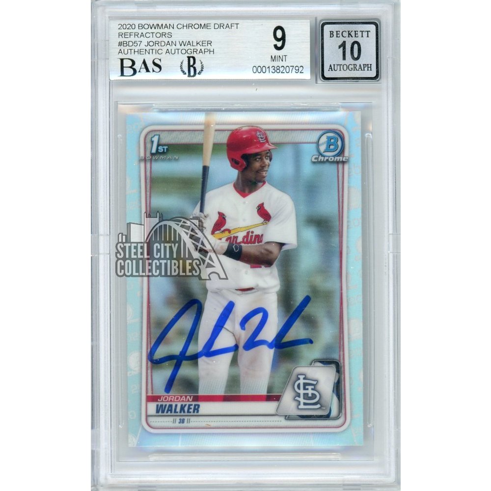 Jordan Walker 2020 Bowman Chrome Refractor Autographed Card BD-57 BGS 9 ...