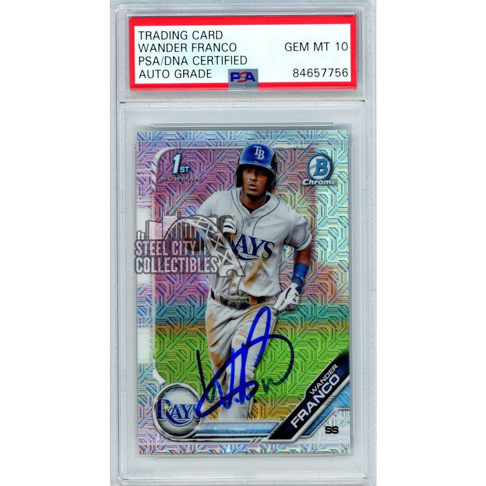 Wander Franco 2019 1st Bowman Chrome Mega Box Autograph Card #BCP-100 PSA/DNA 10 | Steel City ...