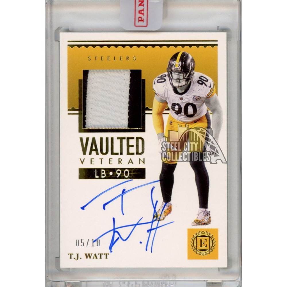 TJ Watt 2021 Panini Encased Vaulted Veteran Autograph Patch Card #VMS ...