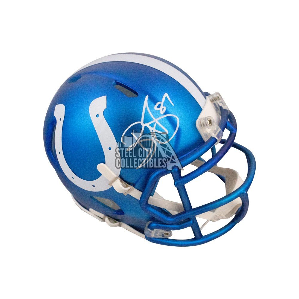 Reggie Wayne Autographed Indianapolis Colts Blaze Mini Helmet - BAS COA ...