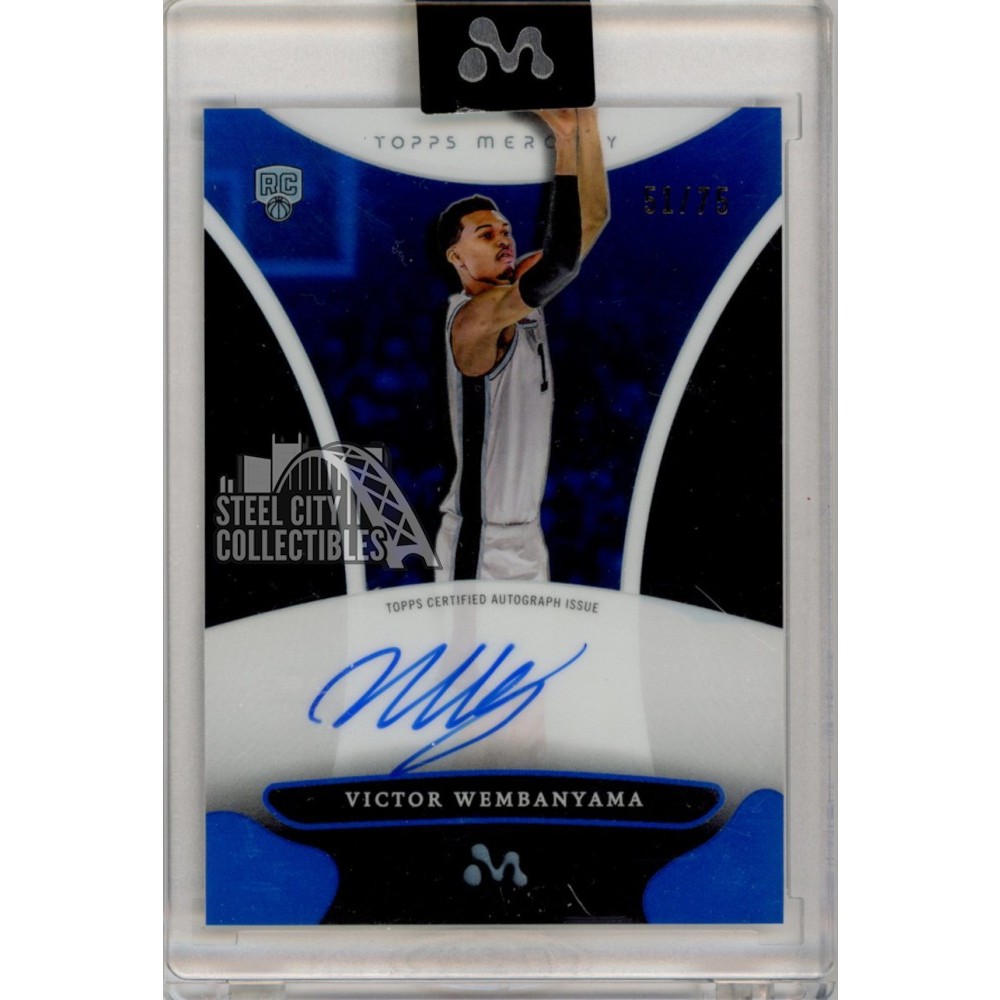 Victor Wembanyama 2023-24 Topps Mercury Blue Autograph Rookie Card #WA ...