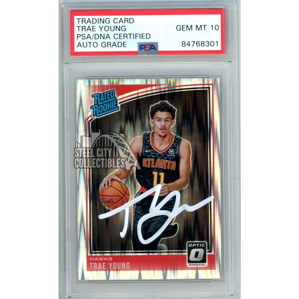 Trae Young 2018-19 Panini Donruss Optic Rated Rookie Shock Autograph RC ...