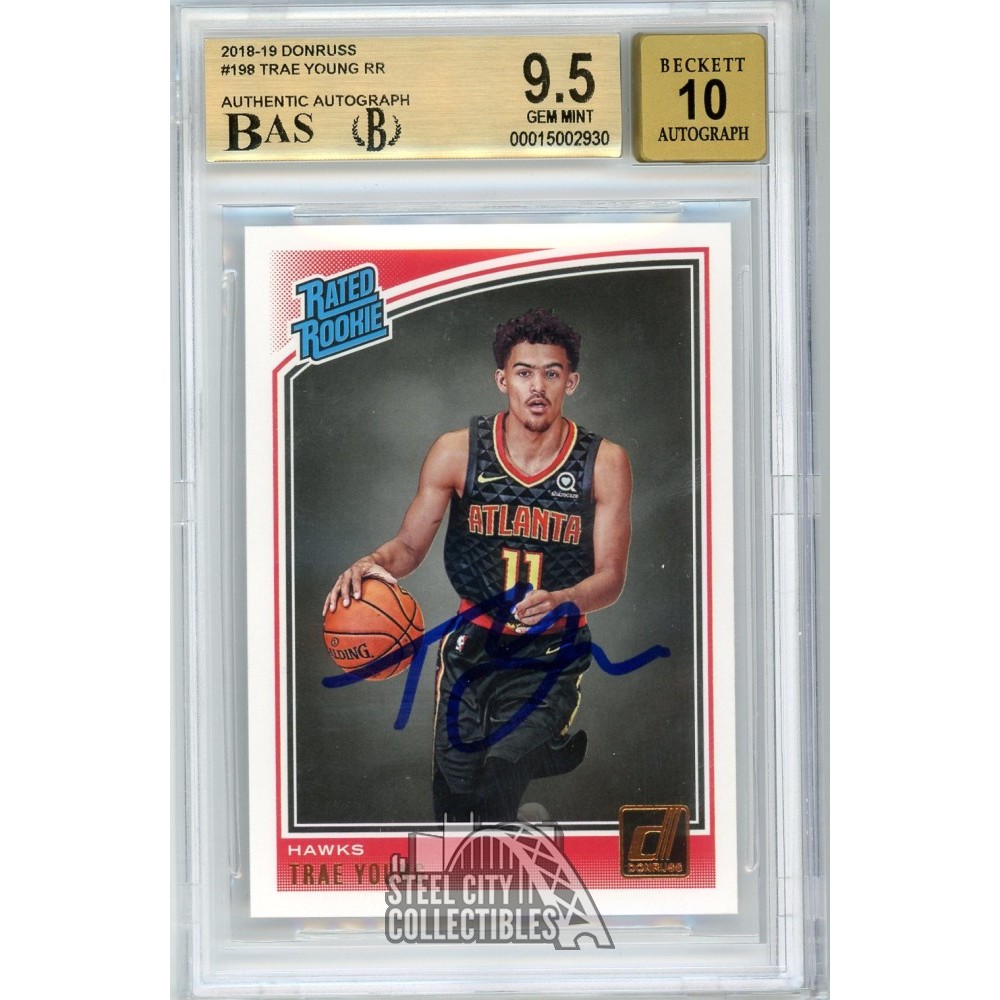 Trae Young 2018-19 Panini Donruss Autograph Rookie Card #198 BGS 9.5 ...