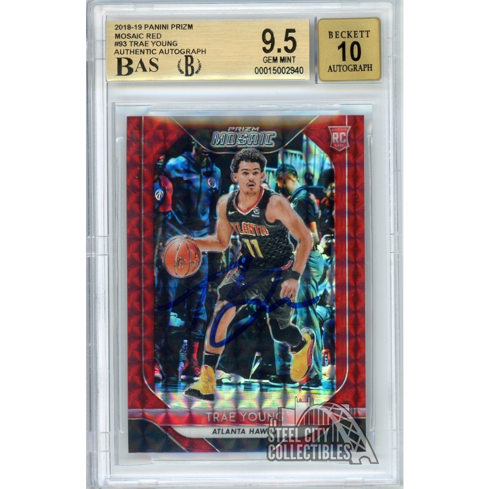 Trae Young 2018-19 Panini Mosaic Red Autograph Rookie Card #93 BGS 9.5 ...