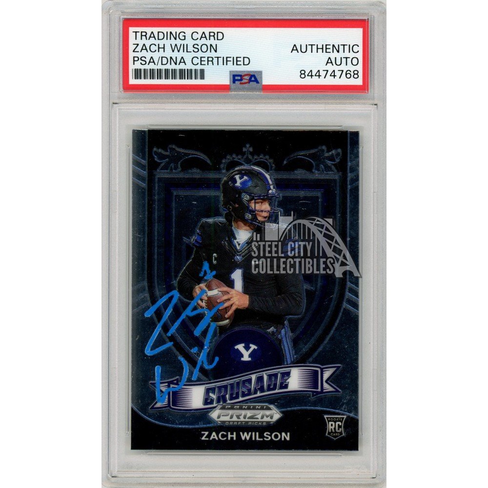 Zach Wilson 2021 Prizm Draft Picks Crusade Auto Rookie Card #168 - PSA ...