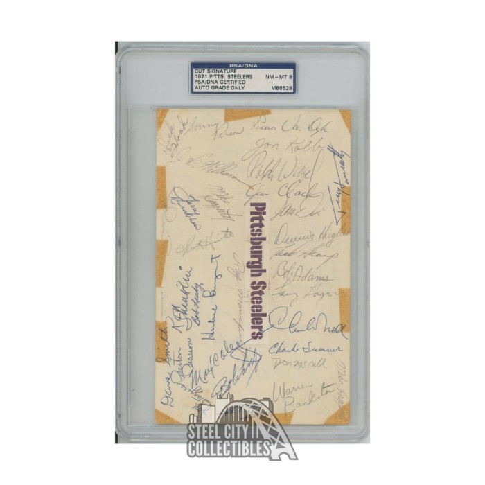 1971 Pittsburgh Steelers Full Team Autographed Cut Signature - PSA/DNA ...