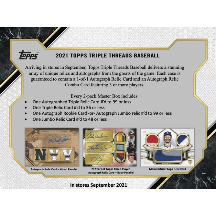 2021 Topps Triple Threads Baseball Hobby 18-Box Case | Steel City ...