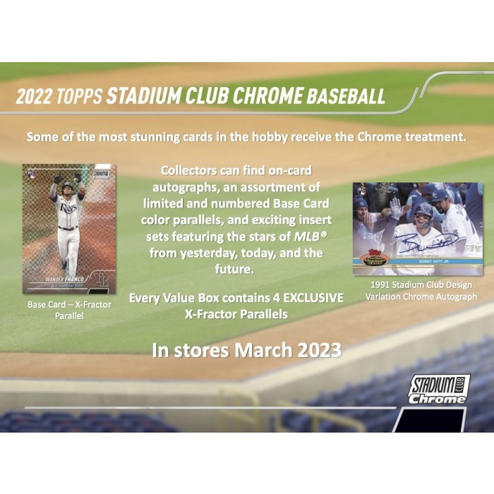 2022 Topps Stadium Club Chrome Baseball 4-Pack Blaster 40-Box Case ...
