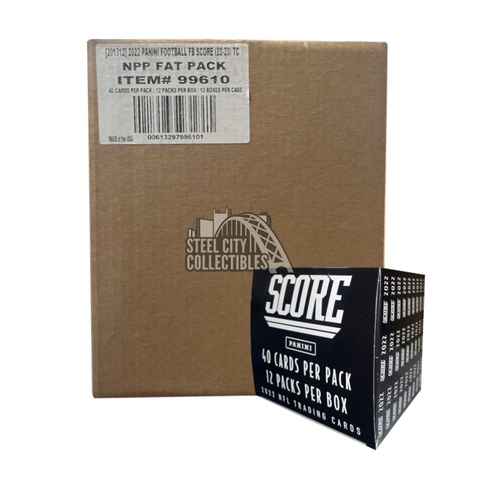 2022 Panini Score Football Fat Pack 12-Box Case | Steel City Collectibles