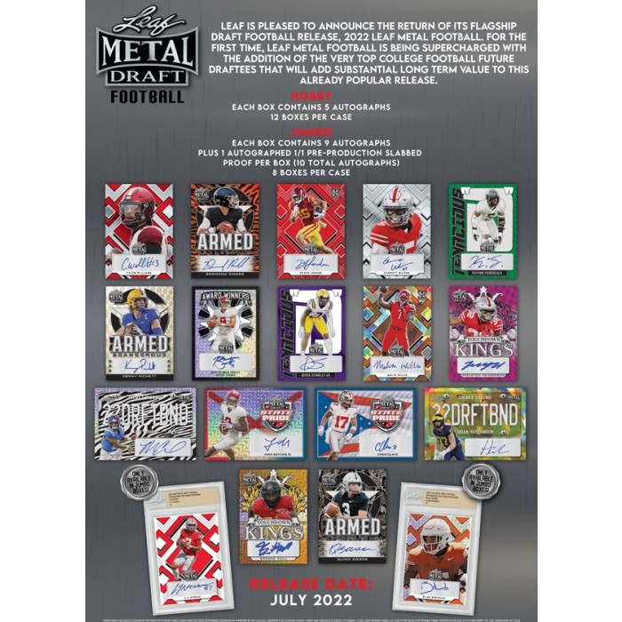 2022 Leaf Metal Draft Football Hobby Box | Steel City Collectibles