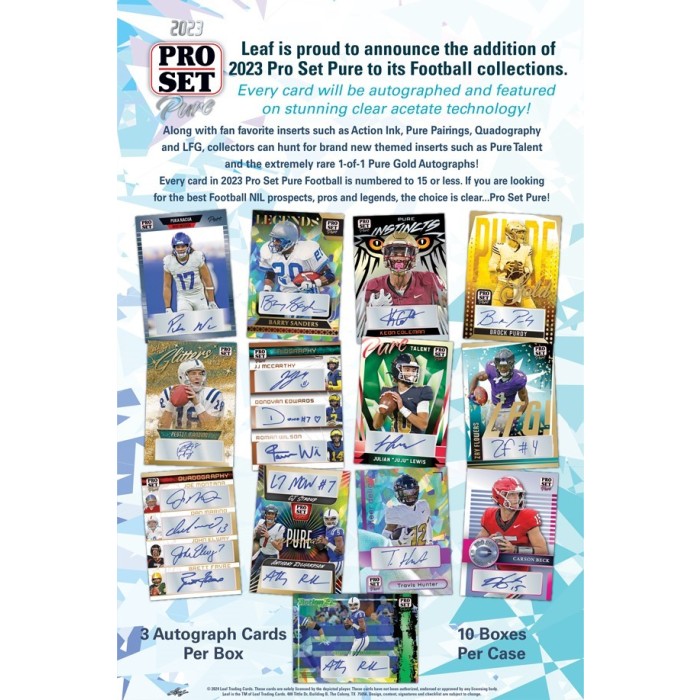 2023 Pro Set Pure Football Hobby Box | Steel City Collectibles