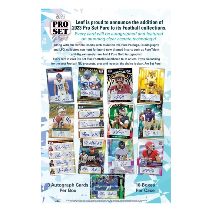 2023 Pro Set Pure Football Hobby 10-Box Case Left Side Serial # Group ...