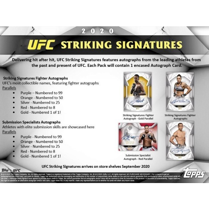 2020 Topps UFC Striking Signatures Hobby 20-Box Case Dual Random Hit #3 ...