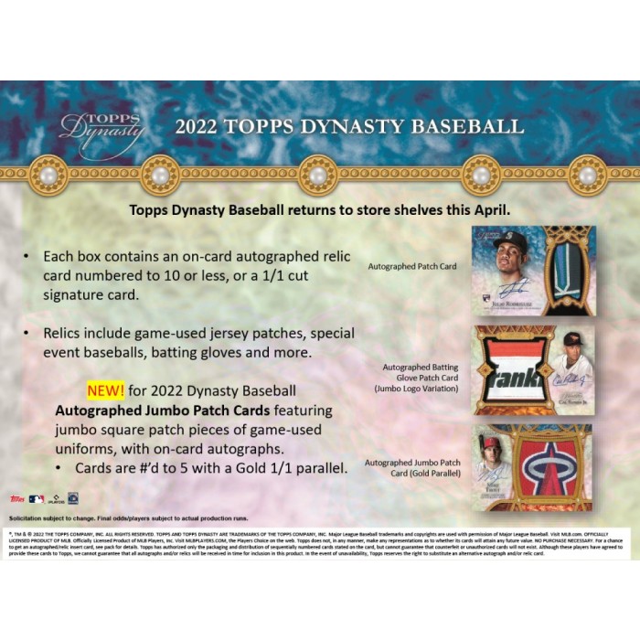 2022 Topps Dynasty Baseball Hobby Box | Steel City Collectibles