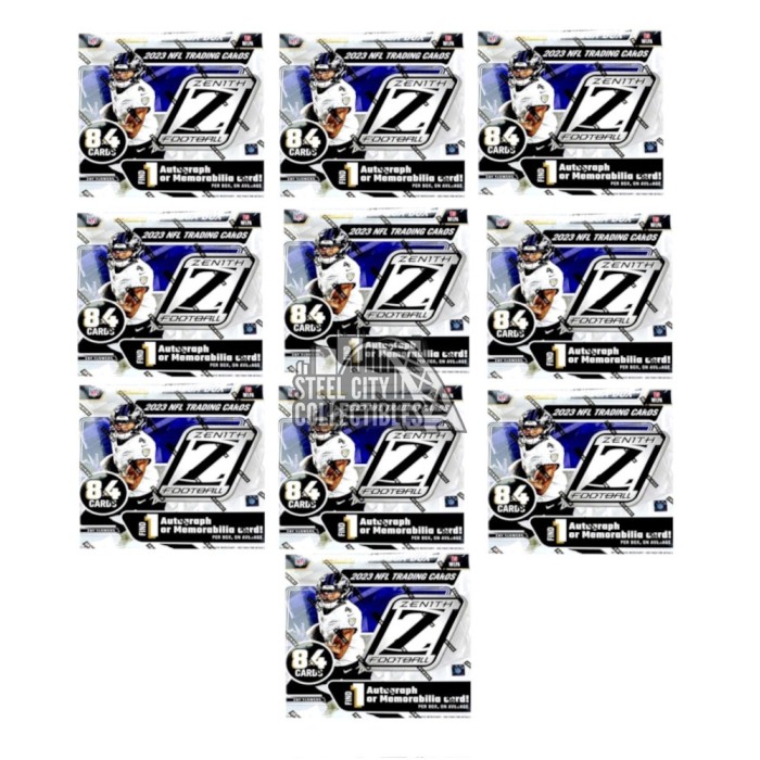 2023 Panini Zenith Football Mega Box 10-Box Lot (No Huddle Parallels ...