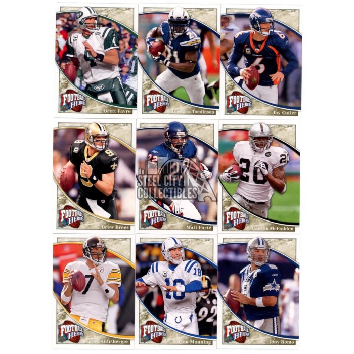 2009 Upper Deck Heroes Football Base Set with Rookies (1-198) | Steel ...