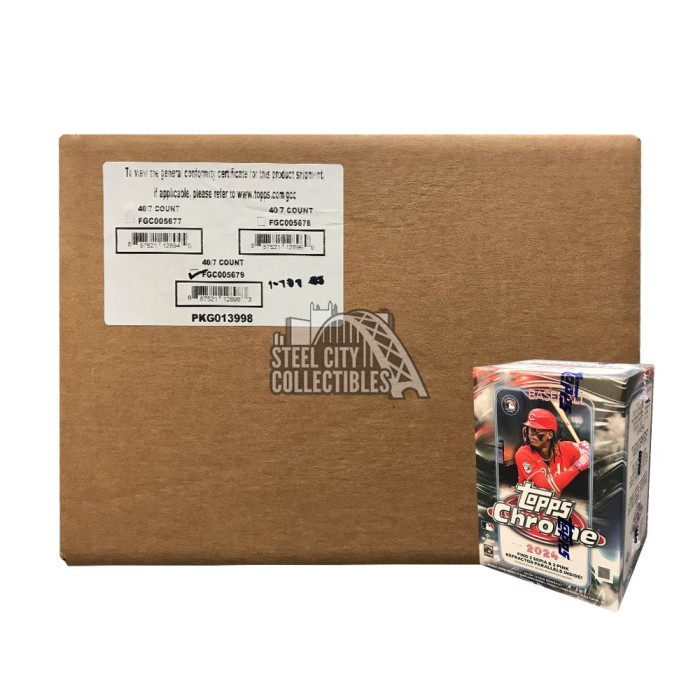 2024 Topps Chrome Baseball 7-Pack Blaster 40-Box Case | Steel City ...