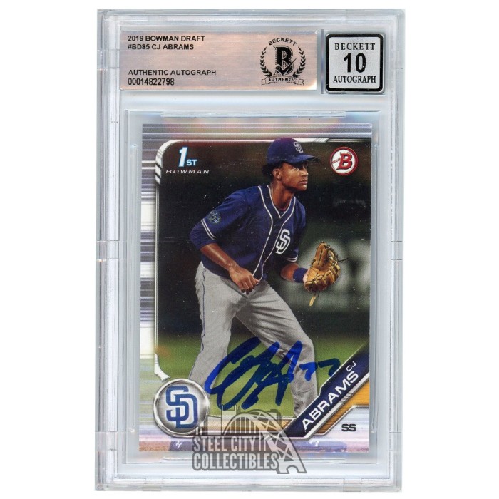 CJ Abrams 2019 Bowman Draft 1st Bowman Autograph RC Card #BD-85 BAS 10 ...