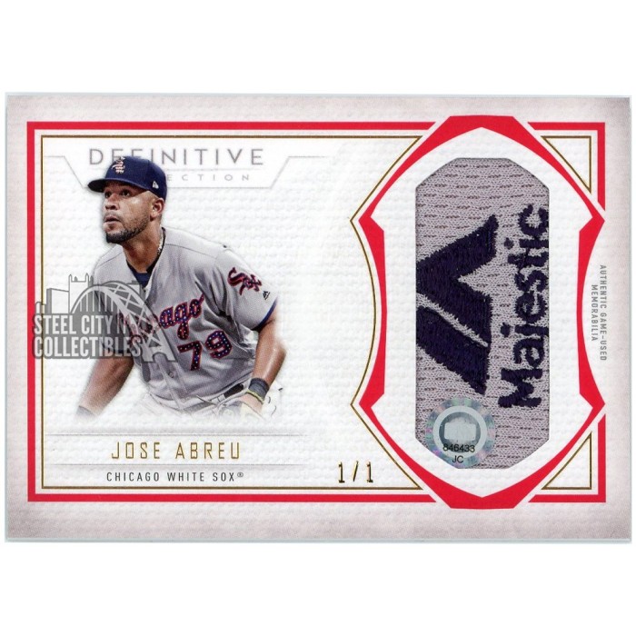 Jose Abreu 2019 Topps Definitive Game-Used Logo Patch Card #DJRC-JAB 1/ ...