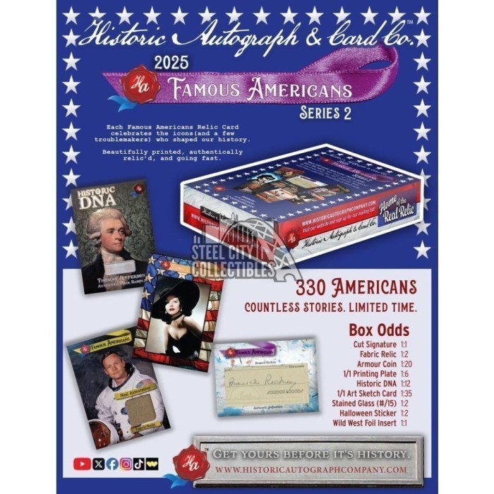 2025 Historic Autographs Famous Americans Series 2 Hobby Box -- 2-Box ...