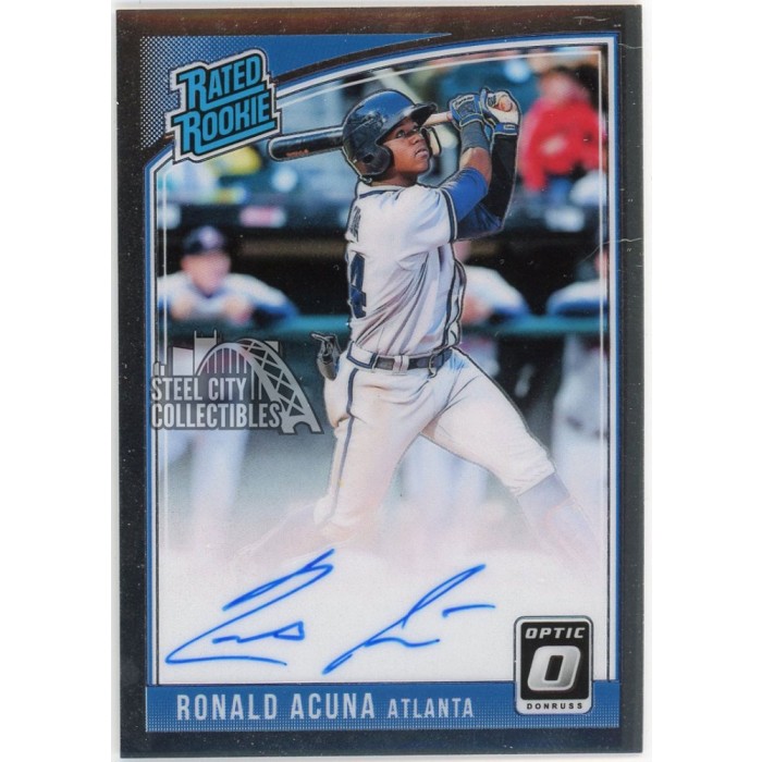 Ronald Acuna Jr 2018 Panini Donruss Optic Rated Rookie Autograph Card # ...