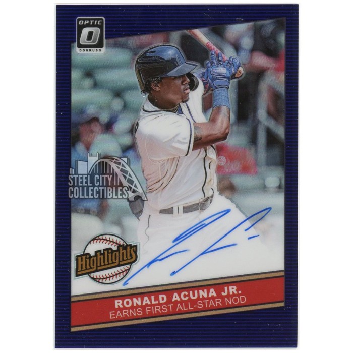 Ronald Acuna Jr 2020 Panini Donruss Optic Highlights Purple Autograph ...