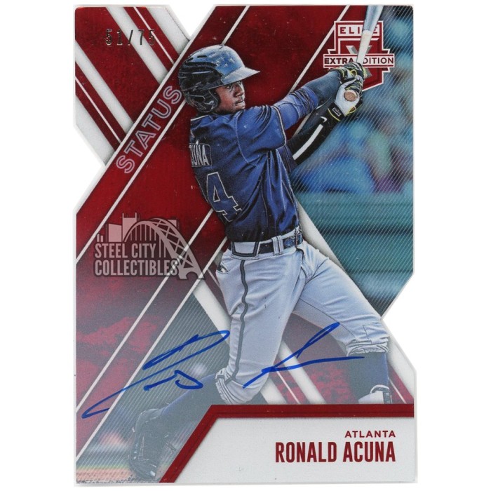 Ronald Acuna Jr 2017 Elite Extra Edition Status Red Die-Cut Autograph ...