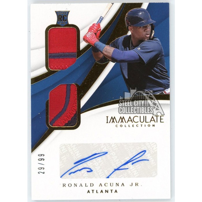 Ronald Acuna Jr 2018 Immaculate Dual Rookie Patch Autograph Card #151 ...