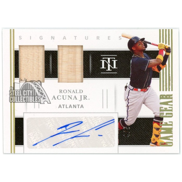 Ronald Acuna Jr 2021 National Treasures Game Gear Game-Used Bat ...