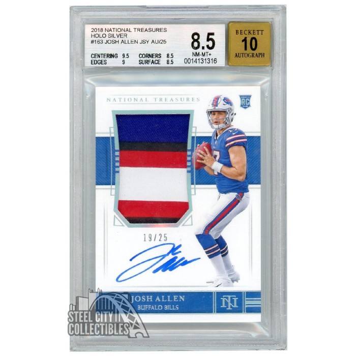 Josh Allen 2018 Panini National Treasures Holo Silver Rookie Patch ...